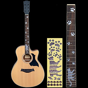 Guitar Neck Fretboard Sticker, Fret Inlay Decal for Ukulele, Music Guitar, Bass, Acoustic Guitar, Electric Guitar, Silver Thin (Cat Paw)