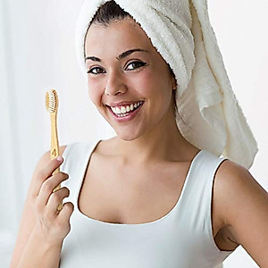 VIVAGO Biodegradable Bamboo Toothbrushes 10 Pack - BPA Free Soft Bristles Toothbrushes, Eco-Friendly, Compostable Natural Wooden Toothbrush