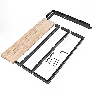 NearMoon Hanging Towel Rack for Bathroom, Thicken Metal Towel Holder with Wood Shelf, 3-Tier Towel Bar Storage, Wall Mounted Towel Hangers Bathroom Decor Organizer Accessories (24 Inch, Matte Black)