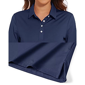 KEFITEVD Women's Polo Shirts Classic Design for Activewear Running Exercise Jersey Polo Shirt Dry Fit Golf Polo Shirt Womens Pullover Tops Navy