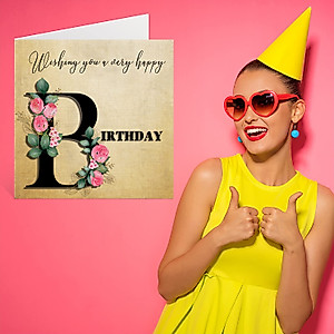 Special Birthday Cards for Women Her - Floral Roses Flowers - Happy Birthday Card for Mom Sister Daughter Aunt Nanny Grandma Friend, 5.7 x 5.7 Inch Ladies Cute Pretty Bday Greeting Cards