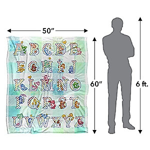 Care Bears Blanket, 50" x 60" Checkered Alphabet Silky Touch Super Soft Throw Blanket