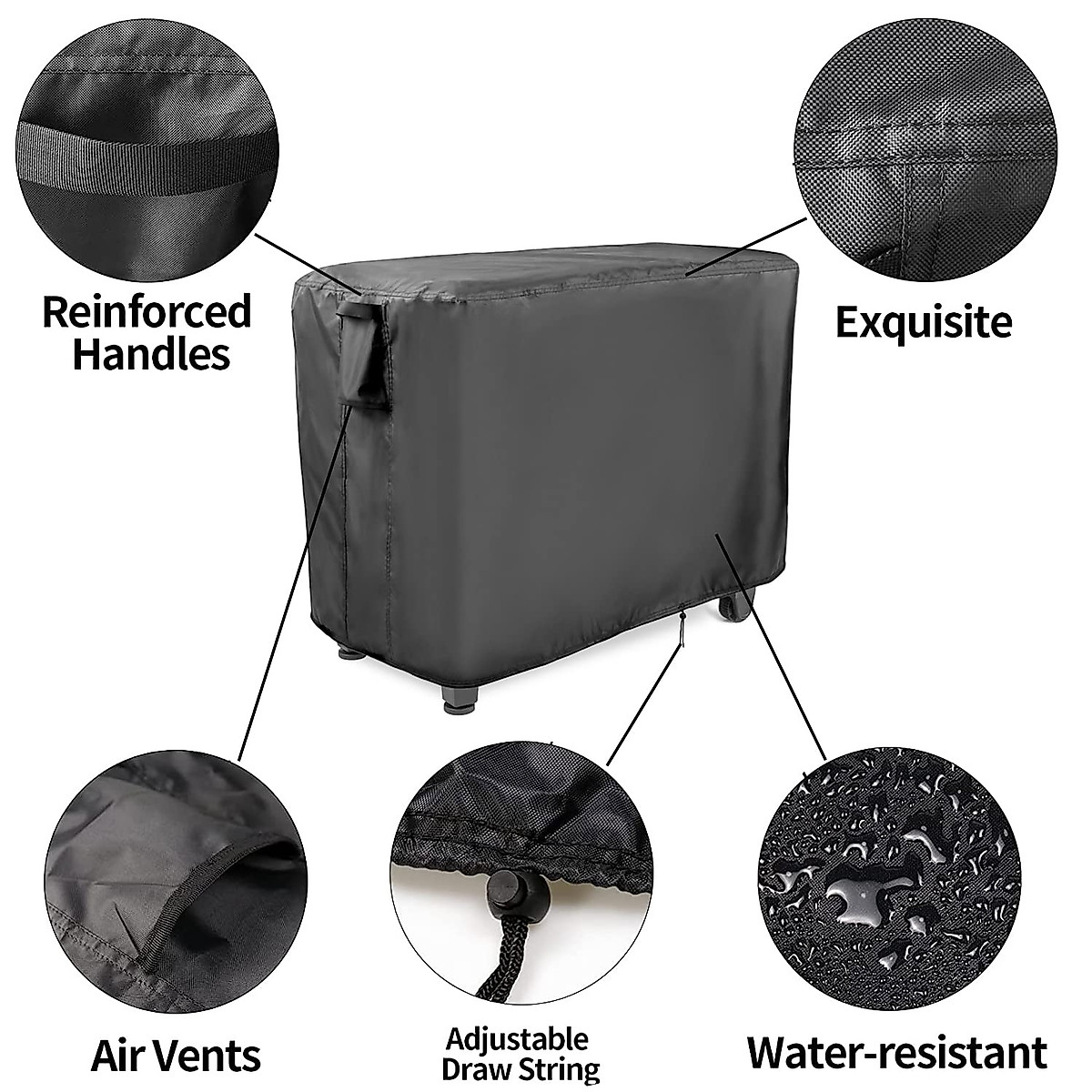 Andacar Prep Table Cover, Outdoor Tool Chest Cover Cooler Cart Cover for Keter Unity XL Portable Bar Rolling Outdoor Table Cover Patio Storage Box Waterproof Storage Cabinet Cover (52inch)