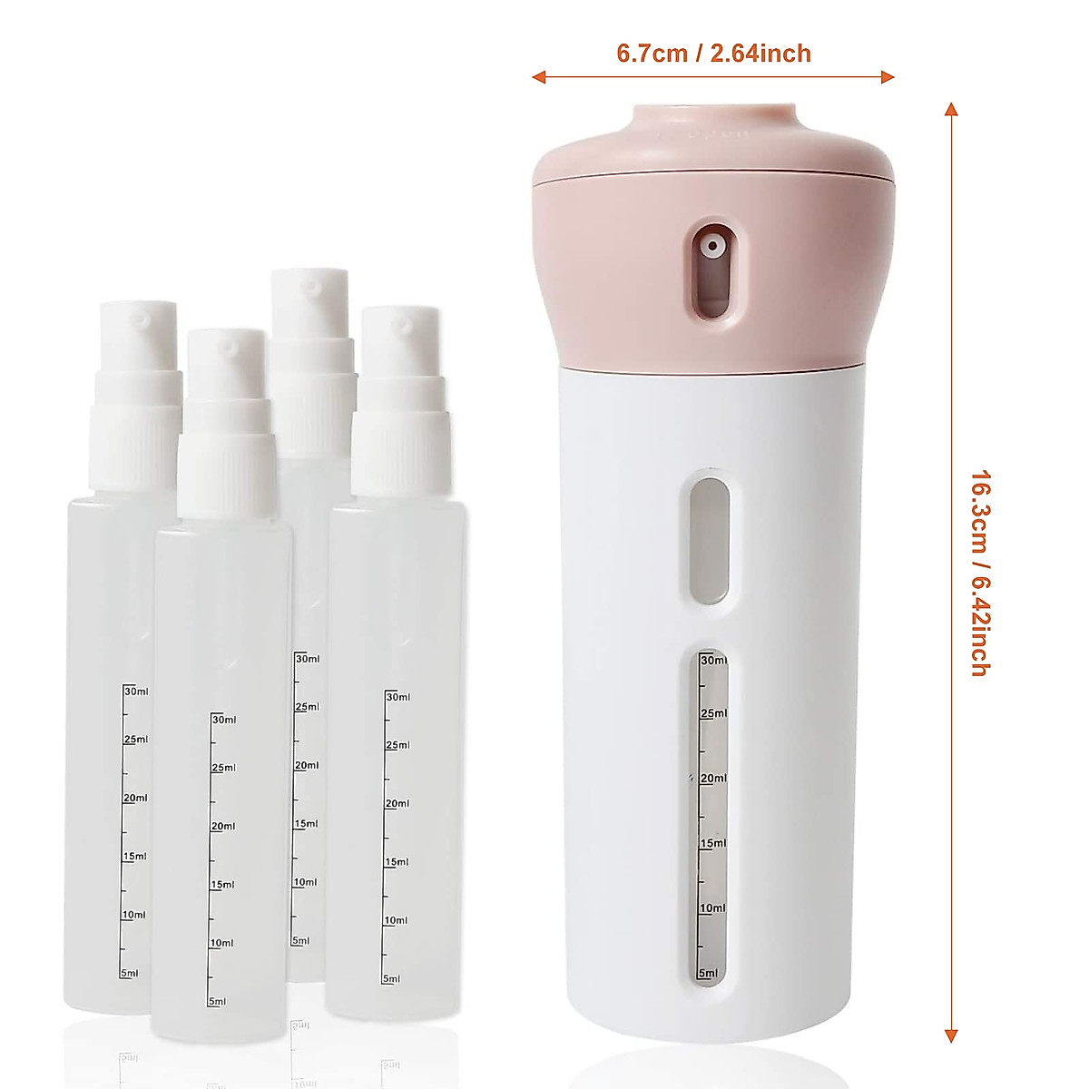 CHIVENIDO 4 in 1 Travel Dispenser, 2 Pack Travel Shampoo and Conditioner Dispenser, Refillable Travel Bottles for Toiletries, Muti Pump Bottle Toiletry Bottles for Traveling