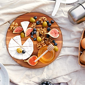 HOMEXCEL 13" Acacia Wood Lazy Susan Organizer Kitchen Turntable Wooden Lazy Susan Organization for Cabinet Table or Pantry