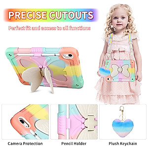 WESADN for iPad 10th Generation Case 2022 with Kickstand Lanyard Keychain Pencil Holder Rugged Heavy Duty Case for Girls Kids Cute Protective Tablet Cover for iPad 10th Gen 10.9 inch 2022 Rose Gold