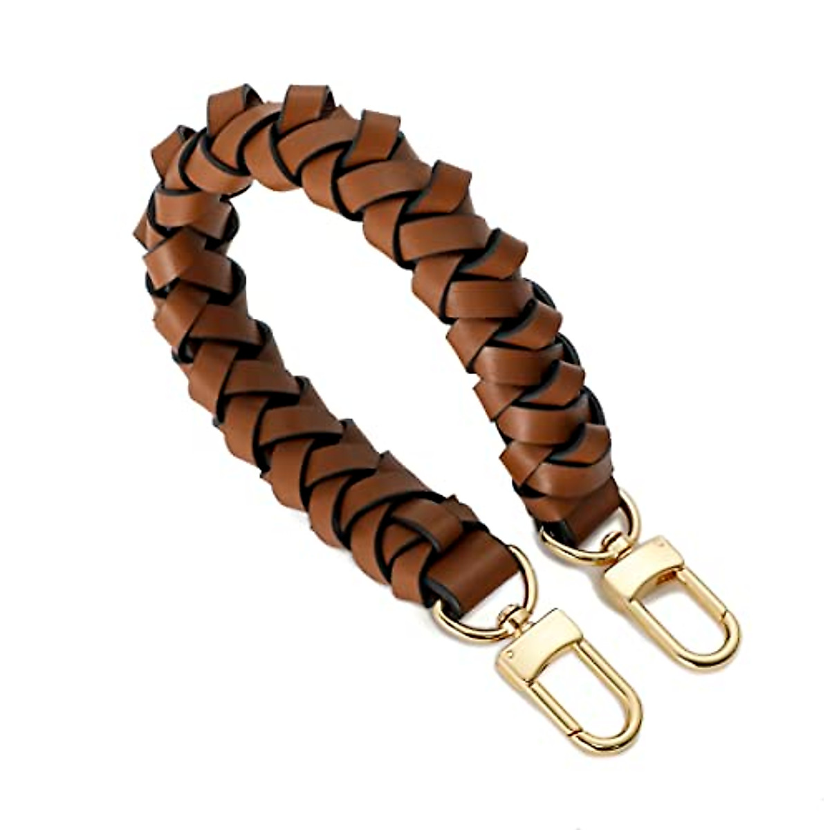 GOXTECH 12 Inches Genuine Leather Top Braided Handle Suitable for Hobo Bucket Bags Pochette Bag (Dark Brown)