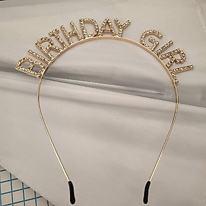 Happy Birthday Girl Headband Gold Headpiece Birthday Crown for Women Girls Birthday Tiara Headbands for Daughter BFF Birthday Hair Band Accessories for Women Girls Head Band