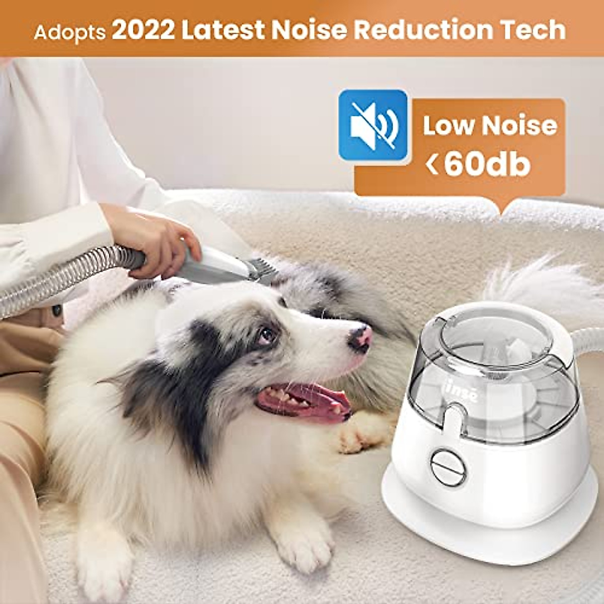 INSE P20 Pro Dog Grooming Kit, Low Noise Pet Grooming Vacuum for Dogs, Professional Dog Clippers with Powerful Vacuum Function, 5 Pet Grooming Tools for Shedding Long & Short & Thick & Thin Dogs Hair