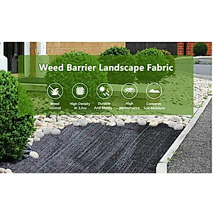LGJIAOJIAO 3ftx50ft Weed Barrier Landscape Fabric Heavy Duty，Weed Block Gardening Ground Cover Mat, Weed Control Garden Cloth ，Woven Geotextile Fabric for Underlayment，Commercial Driveway Fabric