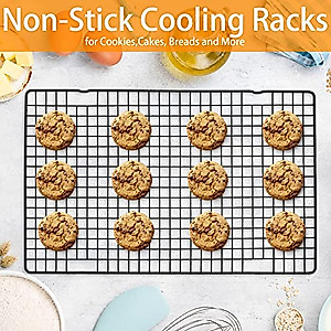 Tebery 4 Pack Black Heavy-Duty Wire Cooking Rack Baking Racks, Nonstick Baking & Cooling Grid for Roasting, Cooking, Grilling, Drying - 16" x 10"