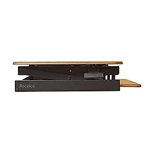 Rocelco 46" Large Height Adjustable Standing Desk Converter, Quick Sit Standup Triple Monitor Riser, Gas Spring Computer Workstation, Retractable Keyboard Tray, (R DADRT-46), Teak/Black