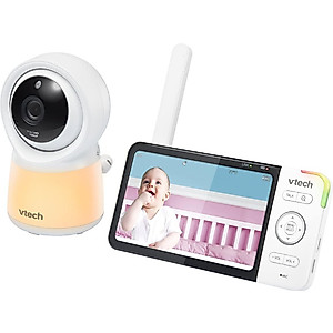 VTech - Smart Wi-Fi Video Baby Monitor w/ 5” HC Display and 1080p HD Camera, Built-in Night Light, RM5754HD - White (Renewed)