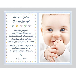Poetry Gifts Godson Birthday or Baptism Custom Print from Godparents, 8x10 Inch Personalized with Names and Photo