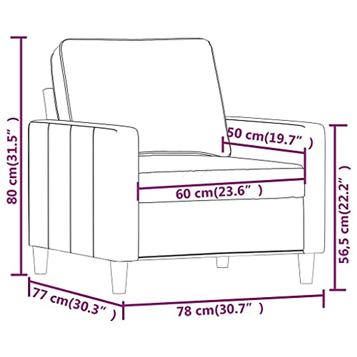 ULUYYUC Sofa Chair,Sofa Parlor Set Guest Sofa Couple seat Sofa Funky Sofa with Armrests Suitable for Living Room Apartment Home Office Light Gray 23.6" Velvet