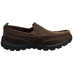 Skechers USA Men's Relaxed Fit Memory Foam Superior Gains Slip-On,15 M US,Dark Brown