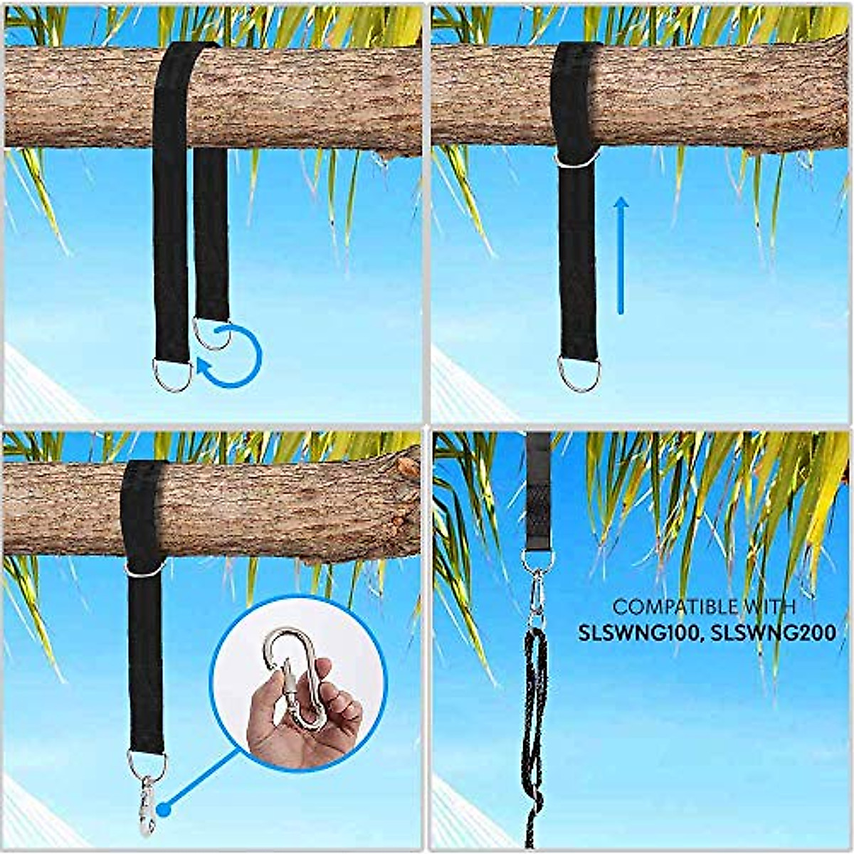 Adjustable Tree Swing Straps - Universal Mounting for Rope Swing Seats, Quick Setup for Indoor/Outdoor Use, Durable & Safe Material, Ultimate Tree Protection, Includes Carry Bag – SereneLife SLSWNG10