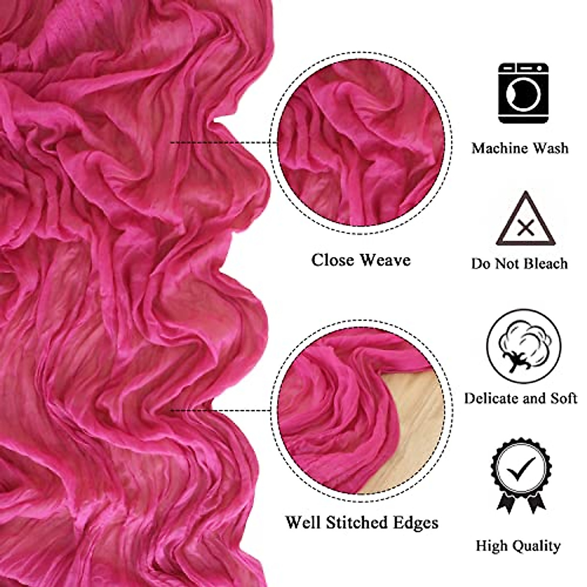 Gauze Table Runner Hot Pink 10Ft Cheesecloth Table Runners Rustic Wedding Decorations for Table Farmhouse Kitchen Table Runner Wide Coffee Table Runner Cheese Clothes Table Runner for Bridal Shower