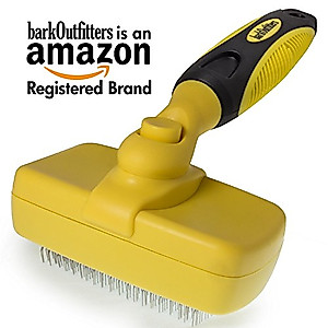 barkOutfitters Cat Slicker Brush, Quick Self-Cleaning Pro Quality Grooming Comb for Cats