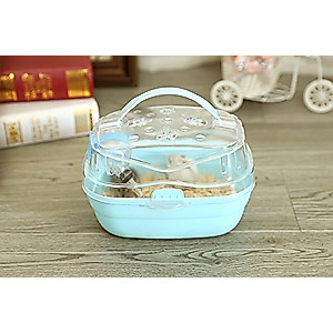 Portable Carrier Hamster Carry Case Cage with Water Bottle Travel&Outdoor for Hamster Small Animals (Blue)