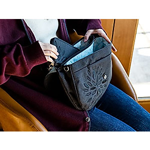 HAIKU Bliss Eco-Friendly RFID Blocking Travel Crossbody Saddle Bag, Black in Bloom