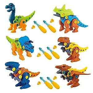 Kidtastic 6 Pack DIY Dinosaur Toys for kids 3-6, STEM Learning Dinosaurs PlaySet for Toddlers, Sensory Learning Play for Autism, Fun Outdoor Educational Gift