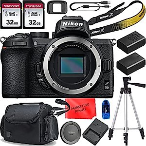 Nikon Z50 Mirrorless Camera Body Only Camera Bundle + Accessories (64Gb Additional Memory, Extra Battery, Tripod, Gadget Bag and More) (Renewed)
