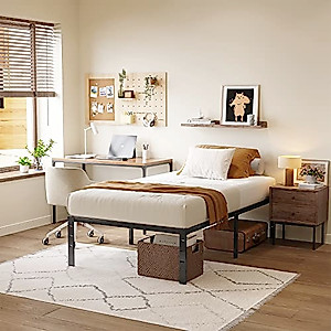 Vengarus 18inch Tall Heavy Duty Twin Bed Frame No Box Spring Needed, Metal Platform Bed Frame Twin with Steel Slat, Easy Assembly, Noise Free, Black