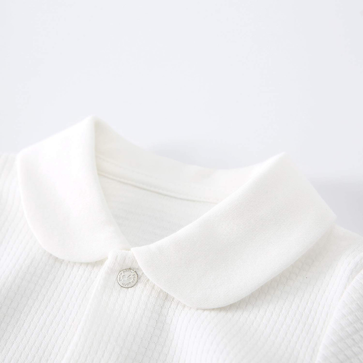 pureborn Unisex Baby Boys Girls Spring Fall Romper Jumpsuit - Solid White Long Sleeve Jumpsuit Clothes for Christening Baptism 3-6 Months