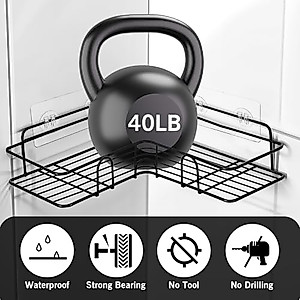 4PCS Shower Caddy Adhesive Hooks Replacement, No Drilling Hooks, Shower Shelf Adhesive Transparent Hooks Corner Shower Bathroom Shelf Basket Hanging Hooks Kitchen Accessories for Bathroom Shower Caddy