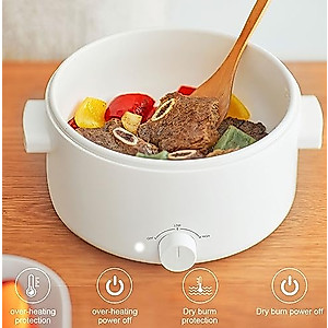 Olayks 3L Electric Pot for Cooking, Ceramic Glaze Non-Stick Shabu Shabu Pot Electric with Adjustable Power Control for Shabu Shabu, Noodles, Sauté, Soup, Steak, Stir Fry, Eggs