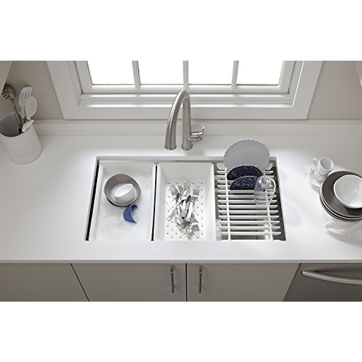 KOHLER 5540-NA Prolific 33 Inch Workstation Stainless Steel Single Bowl Kitchen Sink with Included Accessories, Undermount Installation, Stainless Steel