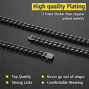 Black Cuban Link Chain for Men 20inch Black Necklace Cuban Chain