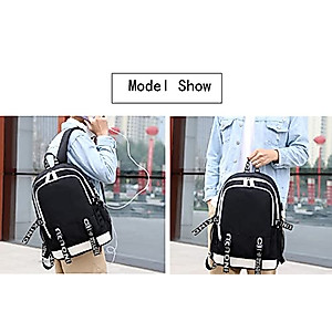 TIMMOR MAGIC Anime That Time I Got Reincarnated as a Slime Backpack with USB Charging Port, Schoolbags Bookbags.(Black1)