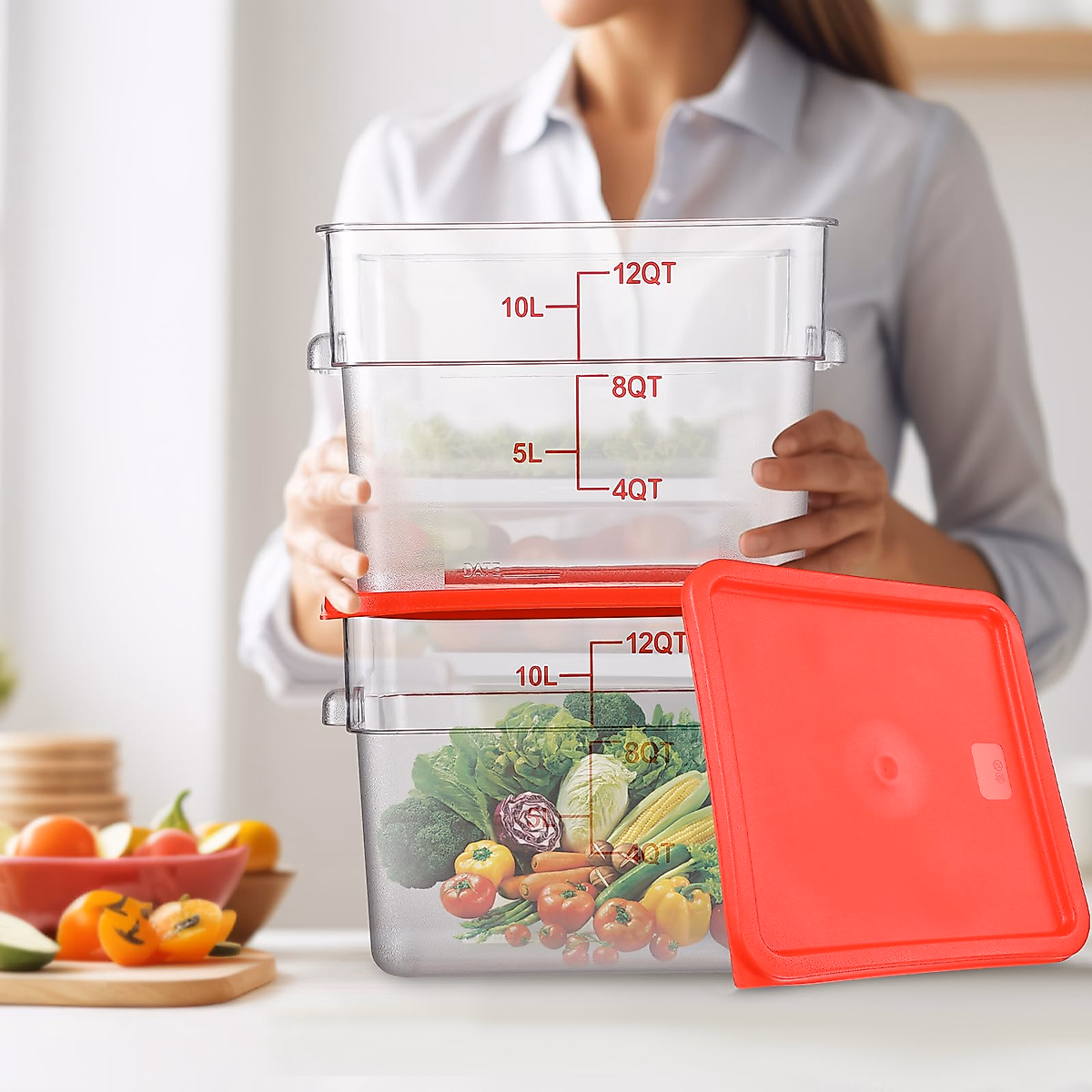 Baderke 2 Pcs Lids for Square Commercial Food Storage Containers Polycarbonate Lids(Only Lids) food Storage Containers for Commercial Kitchen Dough Marinating Meat