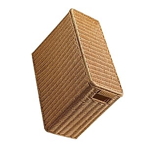 FONDOTIN Magazine Basket with Lid Woven Storage Basket Decorative Wall Corner Sofa Edge Container