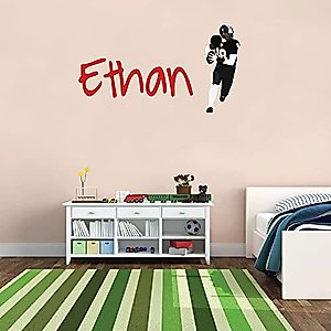 Football Personalized Name Nursery Wall Decal Vinyl Sticker | Multiple Font Options | Custom Kids Room Décor | Bedside Decals | Children’s Room | Car | Laptop