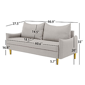 Hdxdkog Loveseat Sofa, 67'' Mid Century Modern Small Love Seats Furniture Comfy Couch for Living Room, Upholstered 2 Seater Sofa for Small Apartment (Beige)
