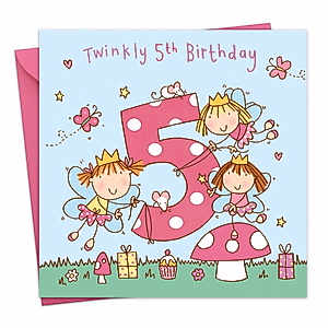 TWIZLER Happy 5th Birthday Card, 6.1 x 6.1 in, Envelope Included