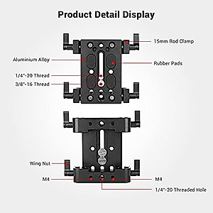 SmallRig Base Plate, Camera Baseplate with 15mm Rod Clamps, Tripod Mounting Plate for DSLR Camera Video Camera - 1775