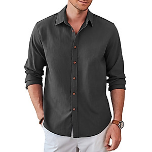 COOFANDY Men Long Sleeve Button Down Shirts Denim Cowboy Shirt for Men Western Style