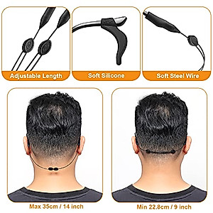 Yeahxing Adjustable Glasses Strap, 4 Pack 14Inch Eye Glasses String Strap with Retainer Ear Cushion, No Tail Anti Slip Sunglasses Strap, Eyeglass Straps, Glasses Straps for Men Women Kids