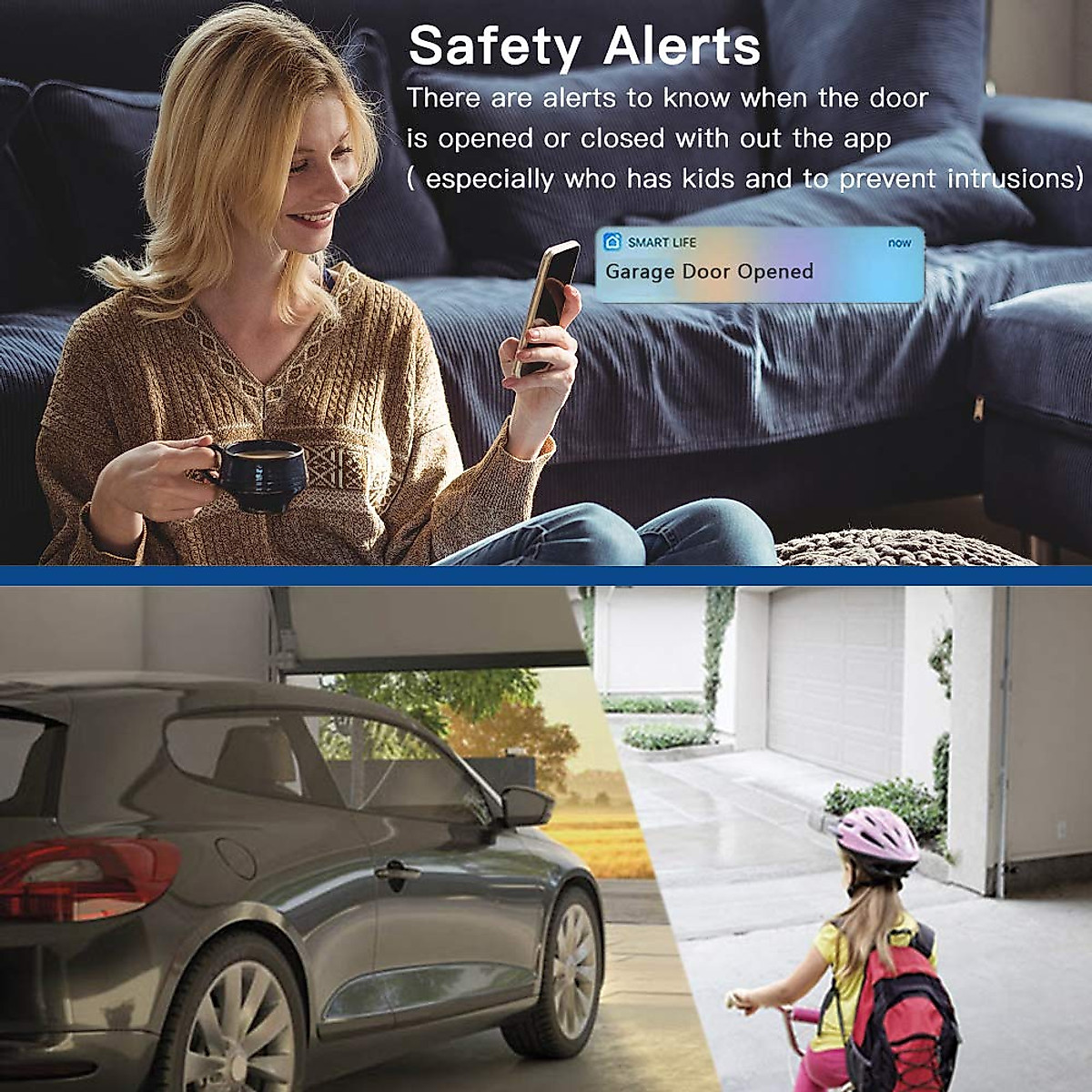 LoraTap Smart WiFi Garage Door Opener Controller, Wireless Remote Control Switch Timer Open/Close Monitor, Smart Life App Control, Voice Control, Works with Alexa and Google Home, No Hub Required