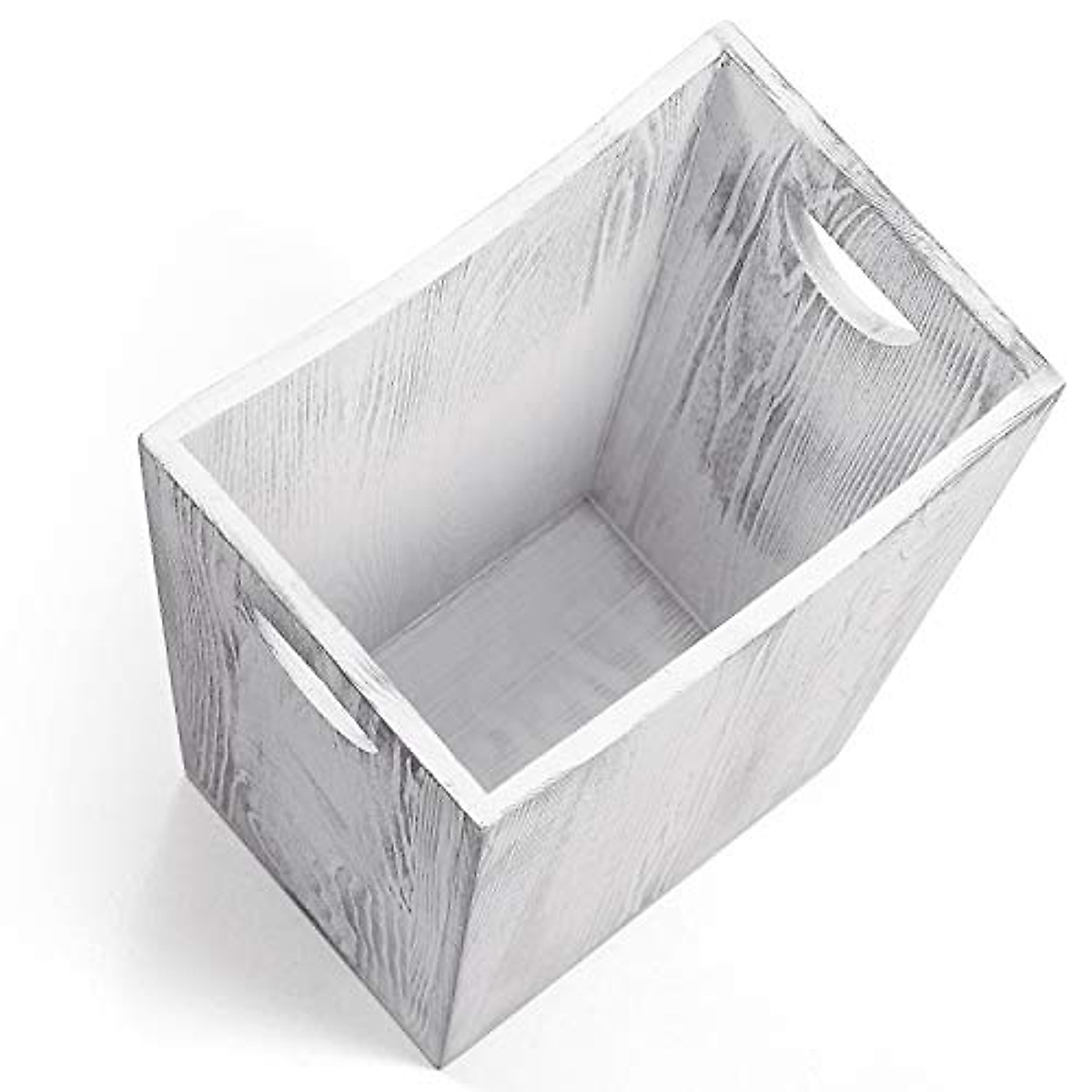 LIANTRAL Wood Trash Can, Office Trash Can, Rustic Farmhouse Style Wastebasket Bin for Bathroom, Office, Bedroom, Living Room, Bathroom Trash Can, Trash Can Bedroom, Rustic Gray