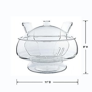 Prodyne Acrylic Salad Bowl & Servers, 6 Qt, Clear