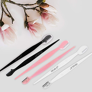 Pack of 3 Revele Precision Eyebrow and Bikini Razors for Painless Hair Removal Facial Shaver Derma-planing Shaving Tool with Precision Cover for Men & Women