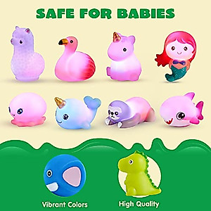JOYIN 12Pcs Light Up Bath Toys, Toddler Flashing Colourful LED Bathtub Mermaid Toy, Baby Bathtime Floating Rubber Shower Toy for Infant Baby Kids Boy Girl Birthday Valentines Gift Swimming Pool Party