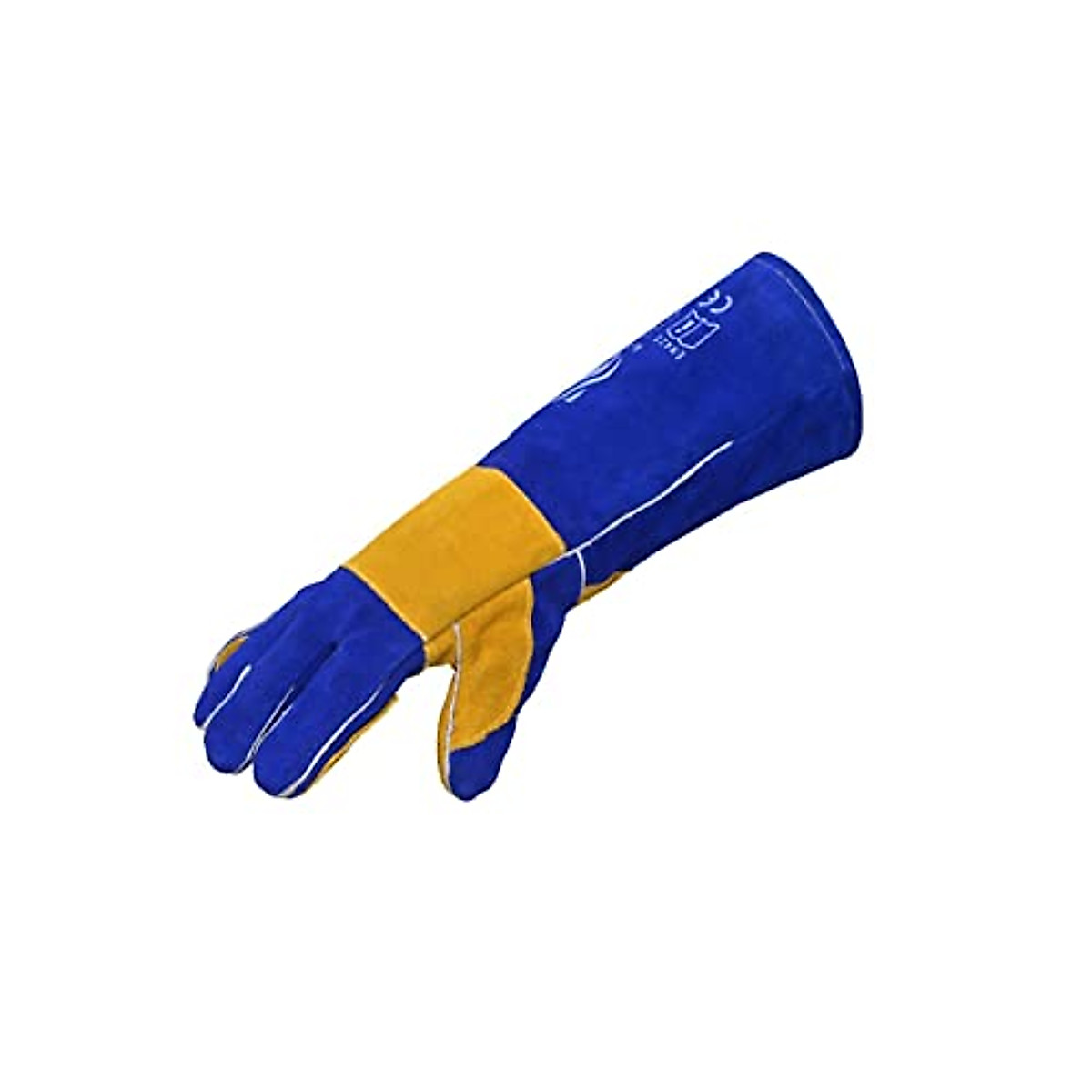 16 Inches Suede Leather welding gloves Fir/Heat Resistant Gloves for Tig welder, bbq Grill, woodstove, Mig Welding Etc. Heavy Duty Gloves in Blue by RUSH