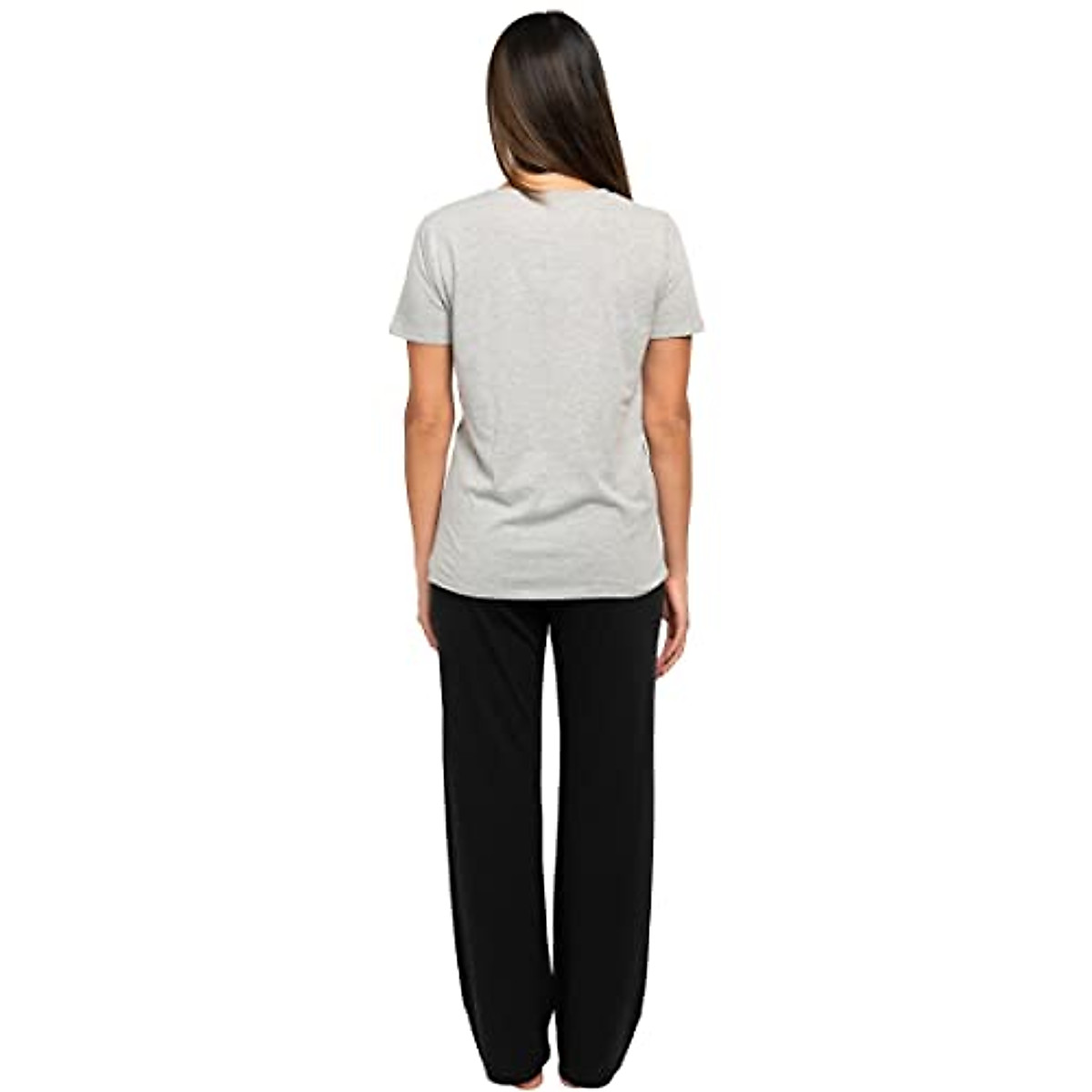 Disney Women's Pajama Lounge Set Minnie Mouse (Grey Tee & Black Pants, 3X)