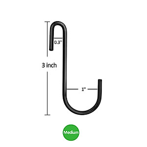 24 Pack ESFUN 3 inch Heavy Duty S Hooks Black Pan Pot Holder Rack Hooks S Shaped Hanging Hooks Hangers for Kitchenware Spoons Pans Pots Utensils Clothes Bags Towels Plants